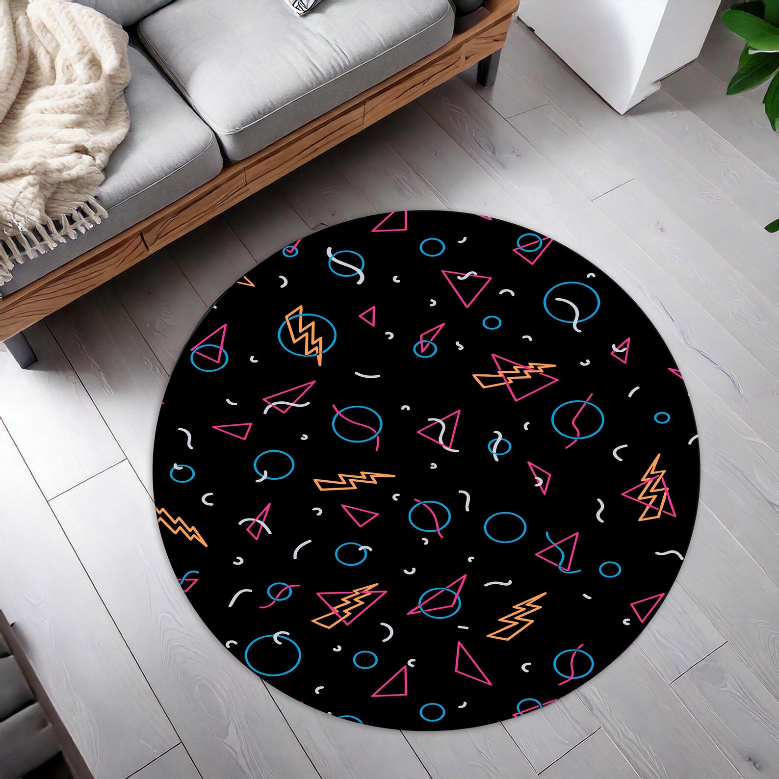 Arcade Round Rug, Stars Rug for Gaming Room, Retro Gaming Carpet ...