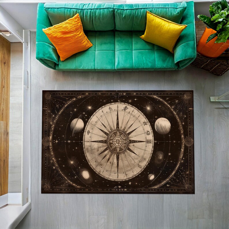 Compass Round Rug, Vintage Compass Rose Rug, Sailor Rug, Yacht Rug ...