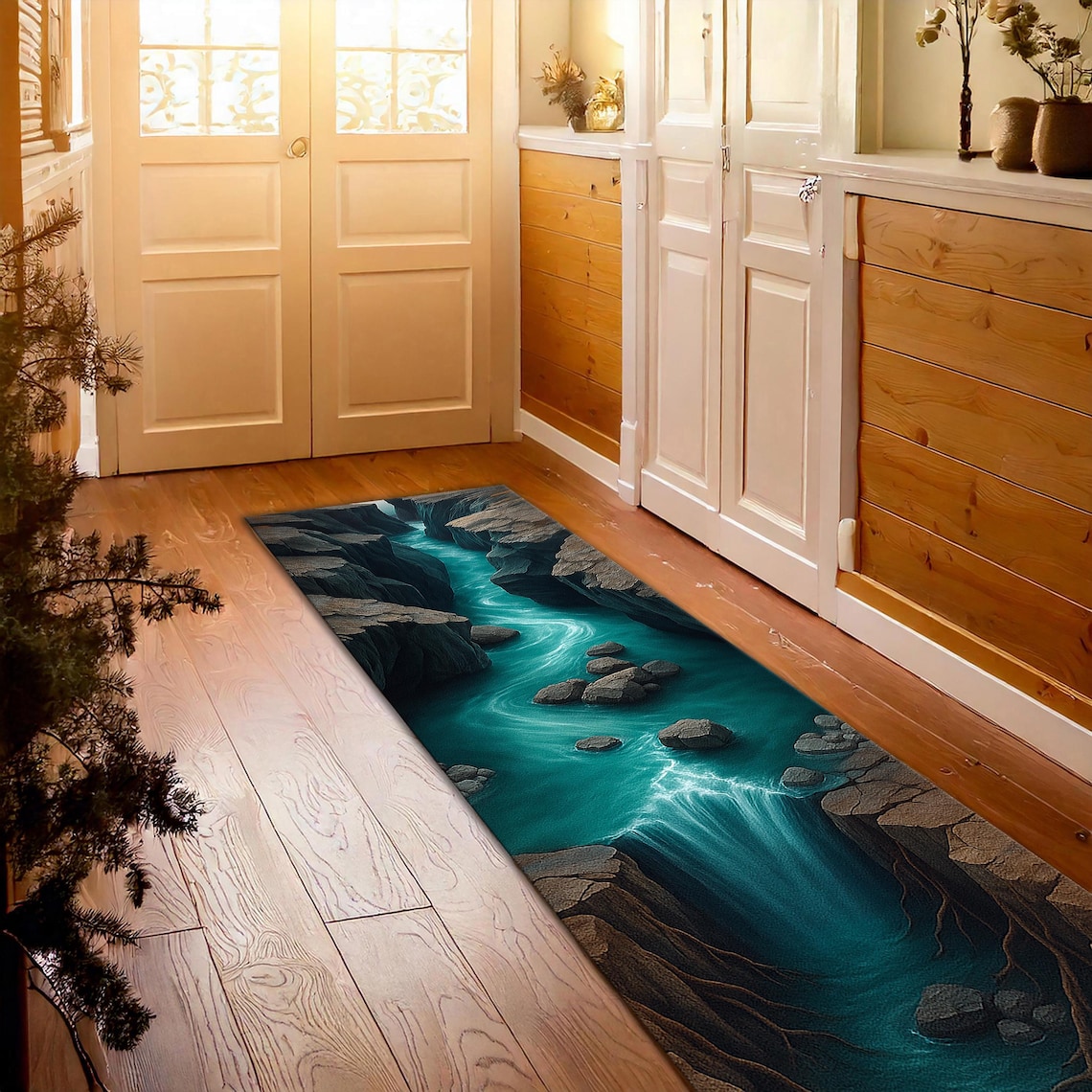 3D Waterfall Illusion Runner Rug, Optical Illusion Rug for Hallway - Etsy