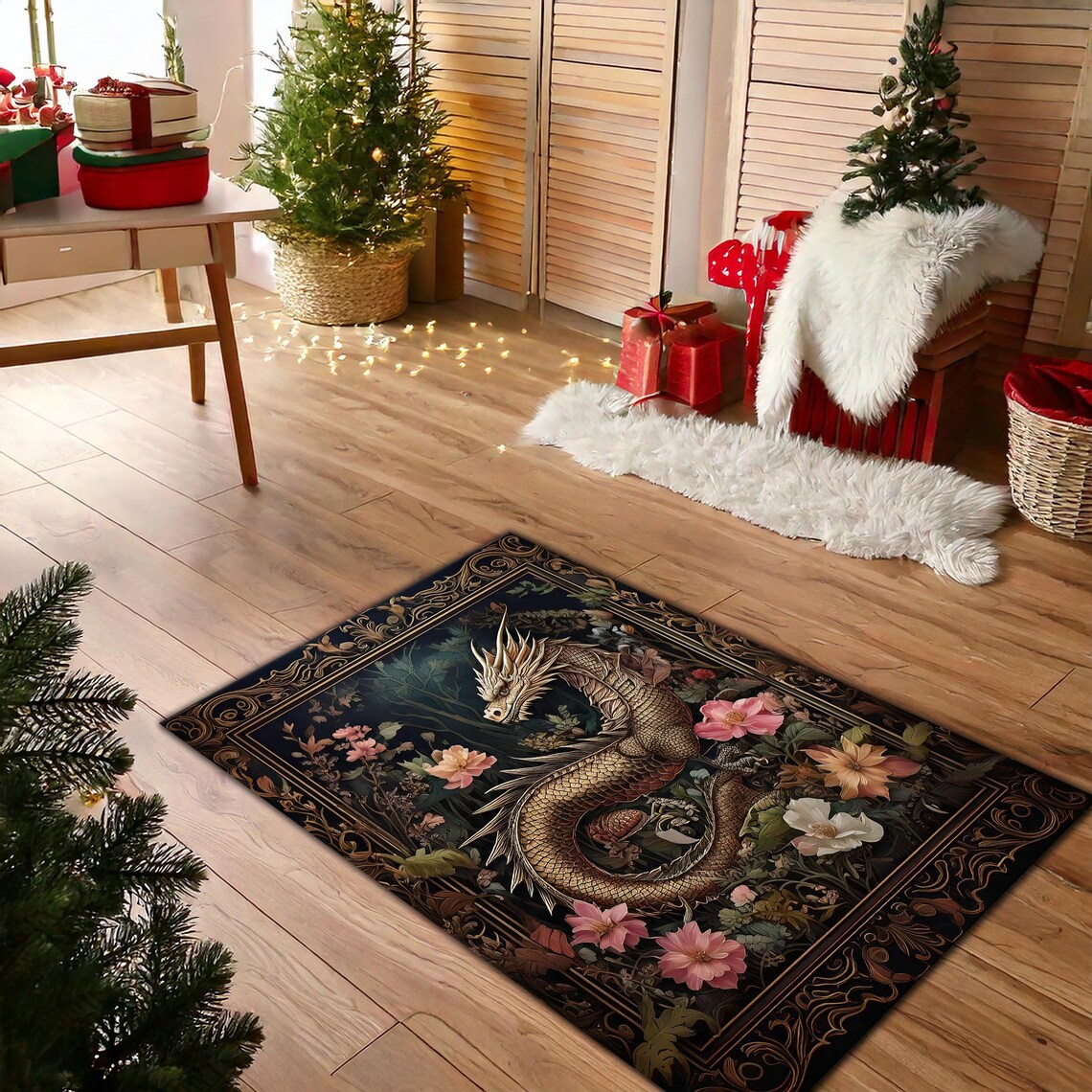 Fantasy Inspired Dragon Rug, Dark Academia Decor, Gothic Decor, Magical ...