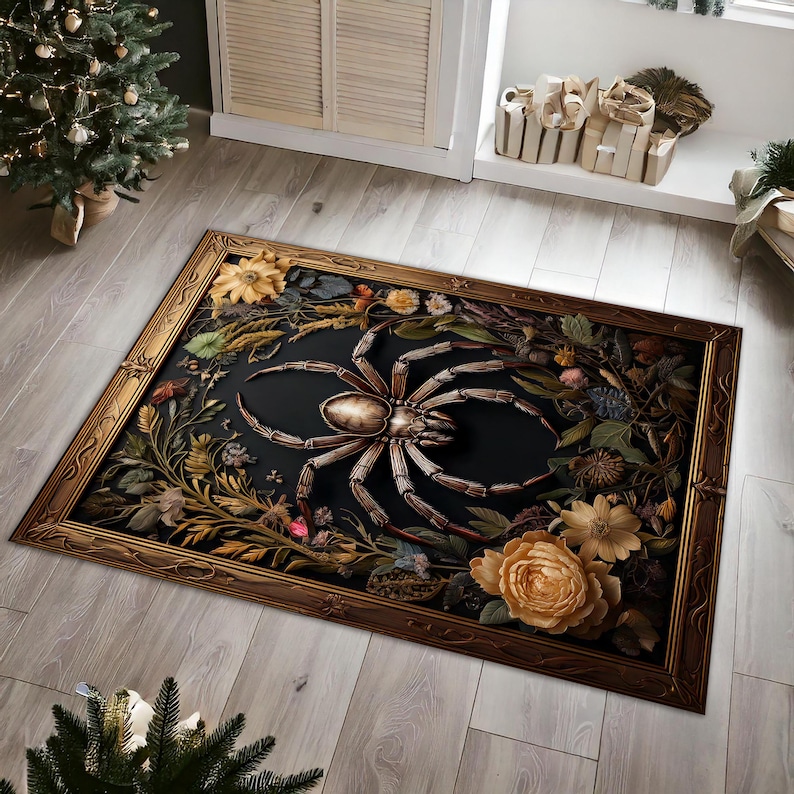 Spider Web Rug for Gothic Room, Dark Academia Gothic Rug, Spider Web ...