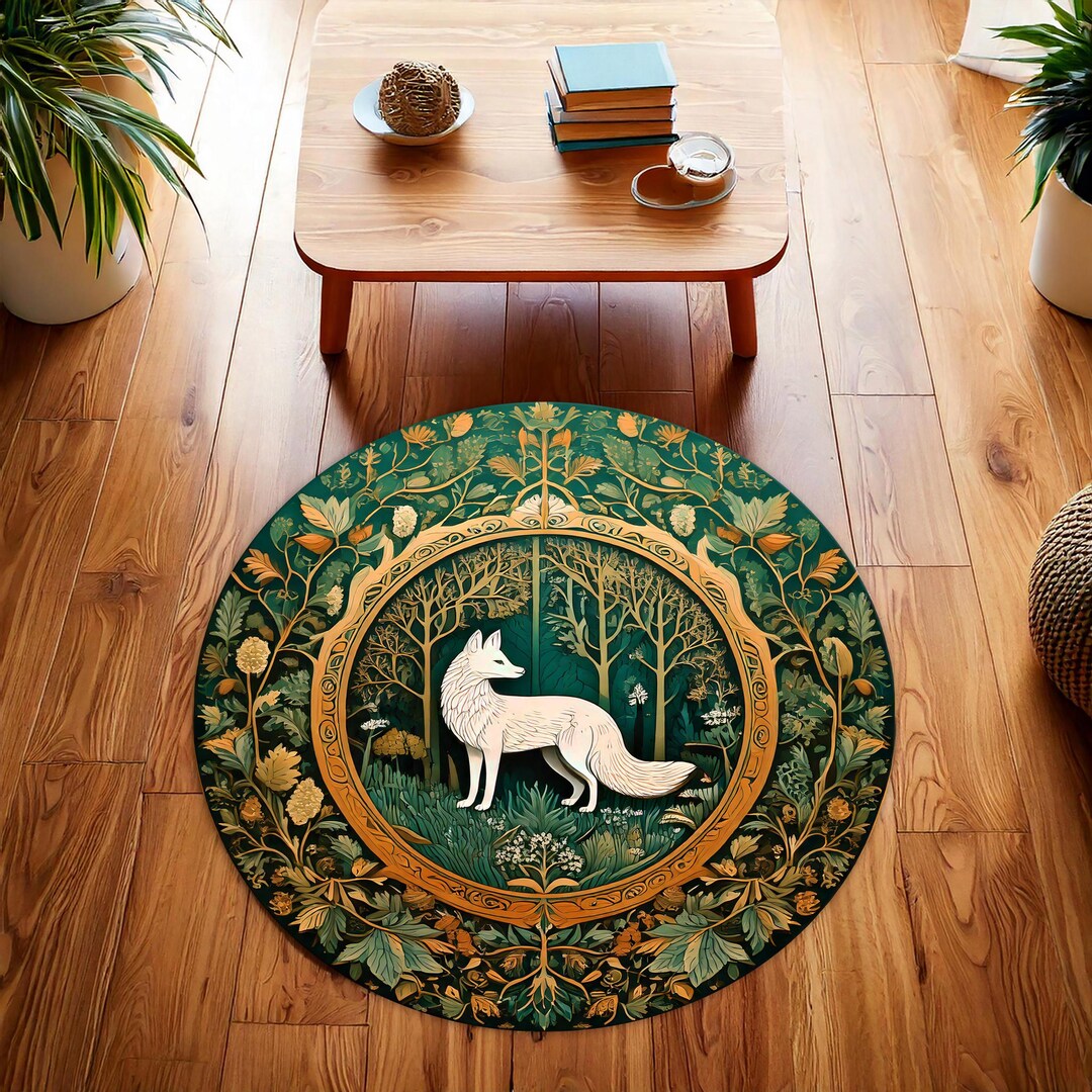 Wolf Woodland Round Rug, Wolf Folklore Decor, Dark Cottagecore Rug ...