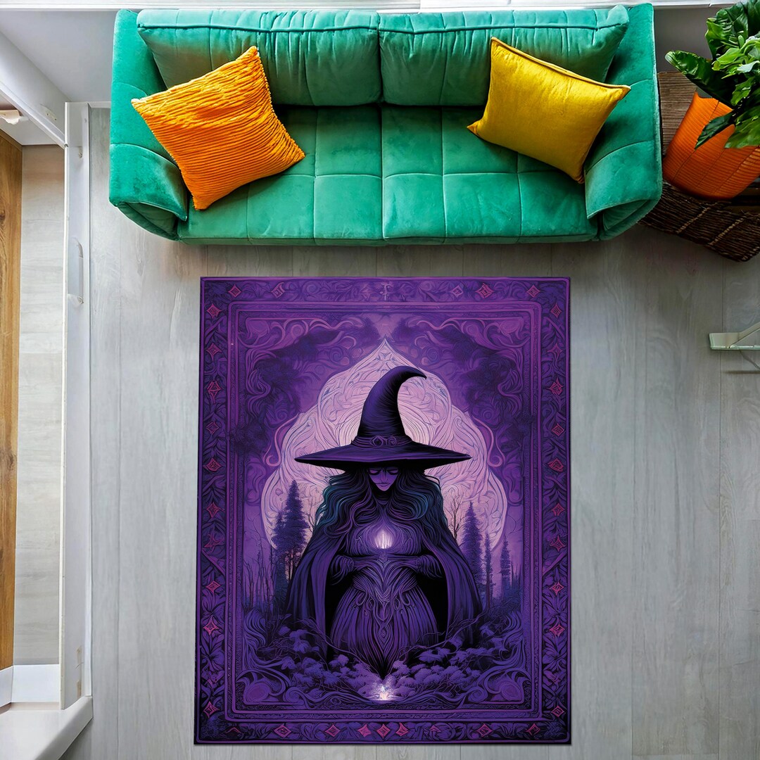 Wizard Rug, Purple Gothic Rug, Witchcraft Rug for Witchy Decor Bedroom ...