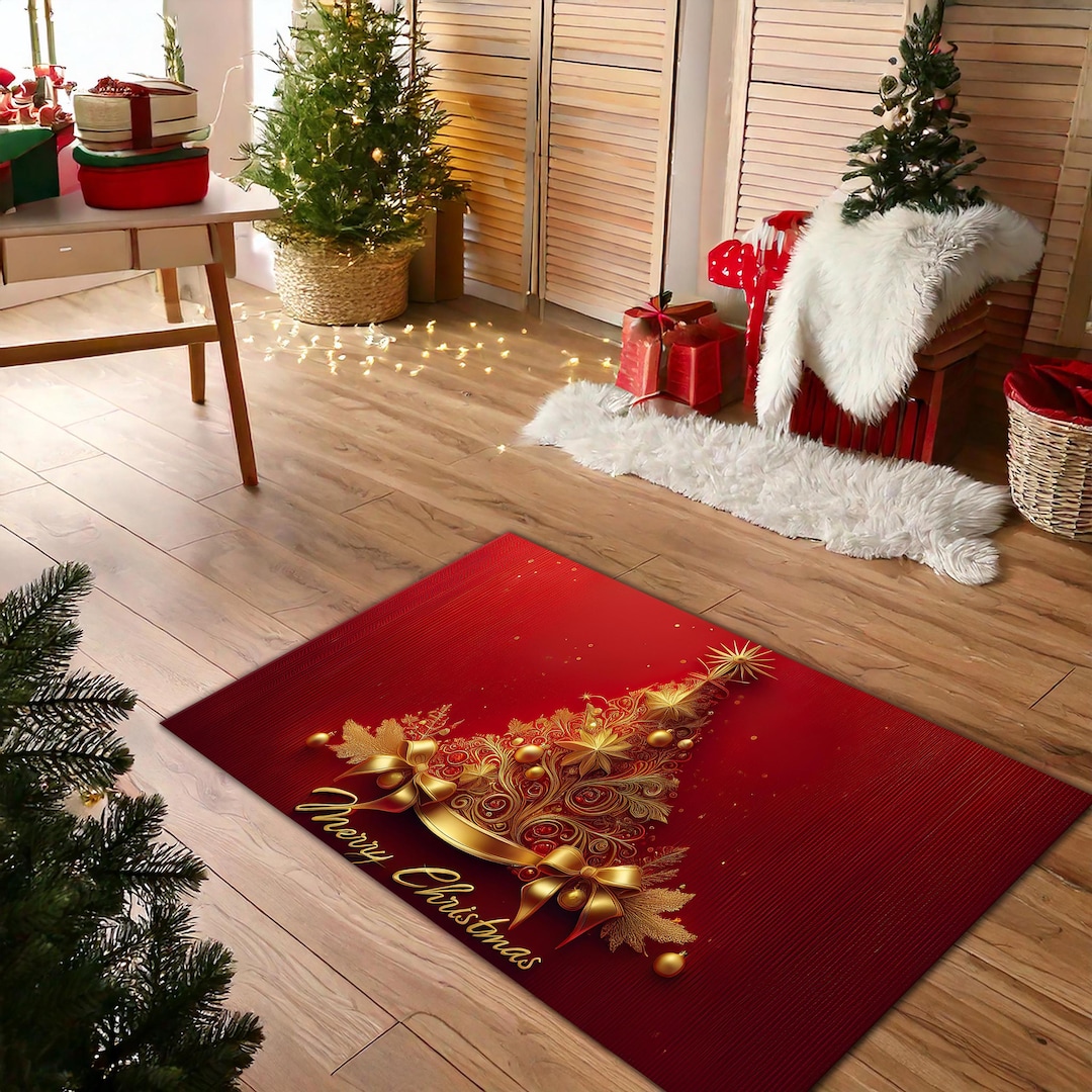 Merry Christmas Decor, Christmas Area Rugs, Christmas Tree Rug ...