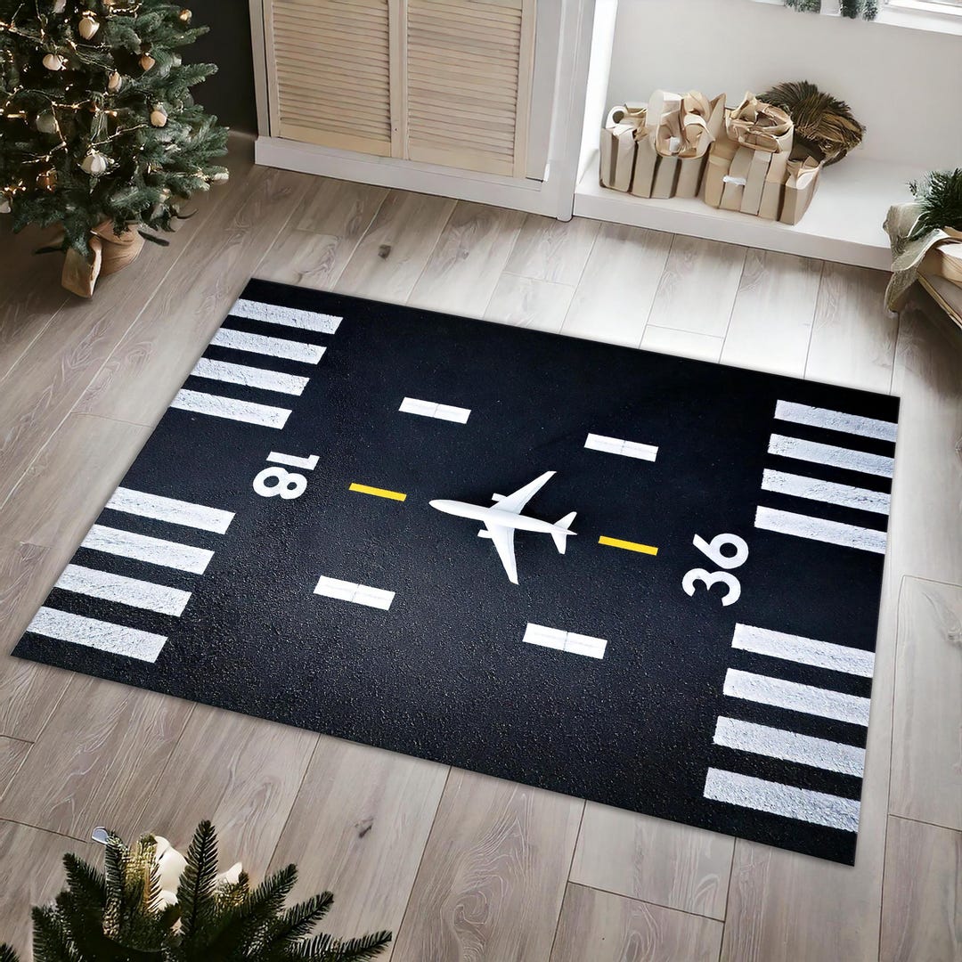 Runway Rug, Airport Decor Rug, Plane Rug, Apron Rug, Kids Room Rug ...