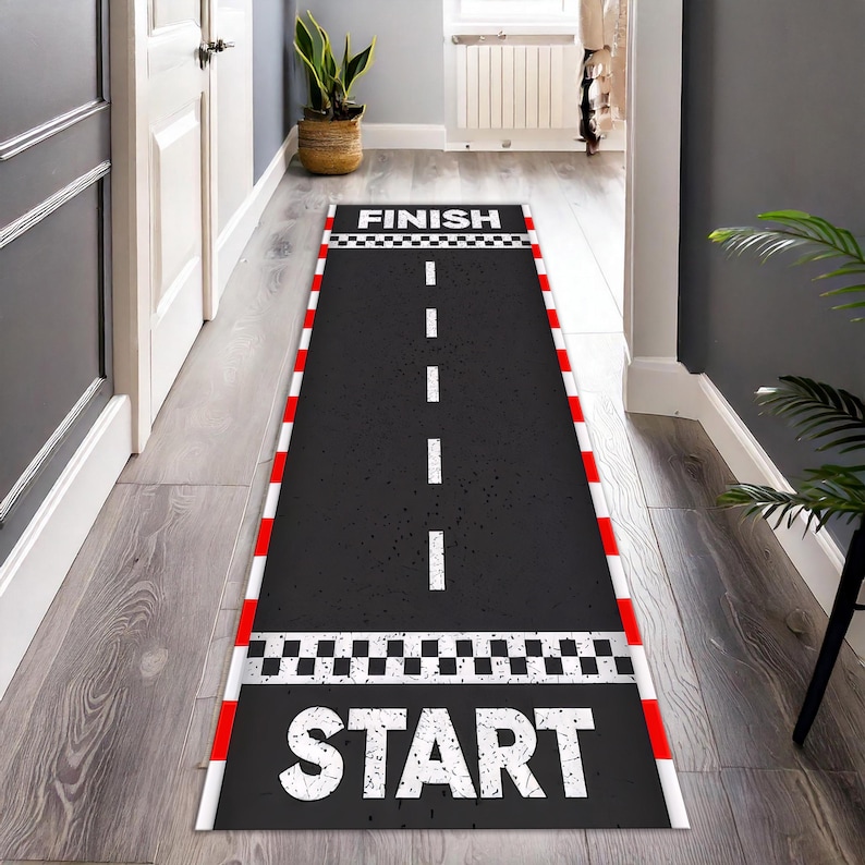 Race Track Runner Rug, Start Finish Line Runner Rug, Kart Runner Rug ...