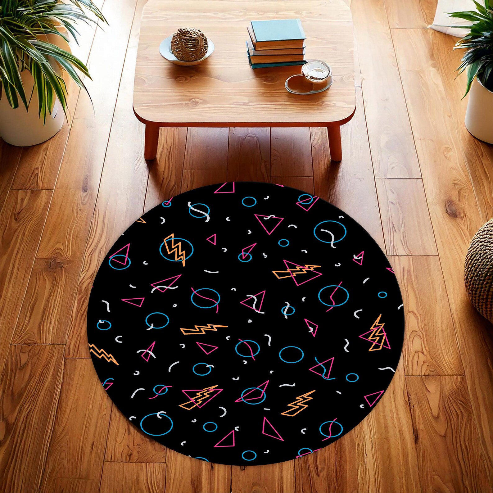 Arcade Round Rug, Stars Rug for Gaming Room, Retro Gaming Carpet ...