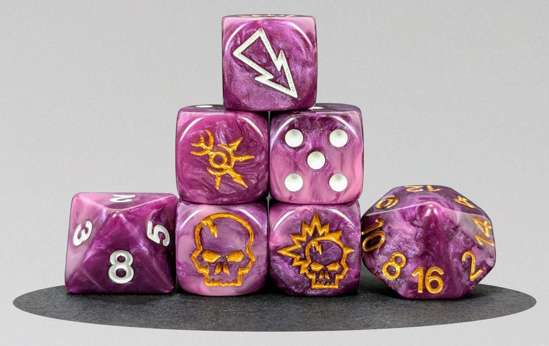 Dice Set Mark of the Purple, Chaos God Dice, Chaos Star Dice,slaa Nesh ...