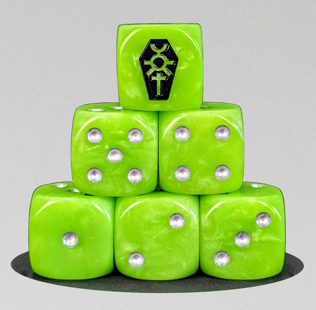 D6 Dice Xenos Metal Skeletons Army,green Dice,death Knights Dice,green ...