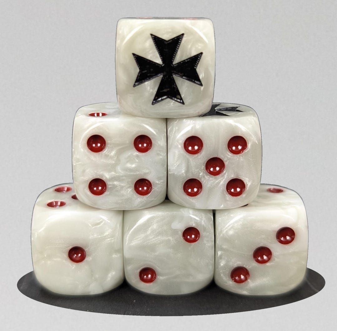 D6 Dice White Templars Army, Templars Dice, White Knights, White ...