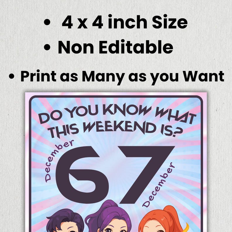 Kpop 6 7 Elf Prop Sign, Printable Kpop Six Seven Funny Meme Christmas ...