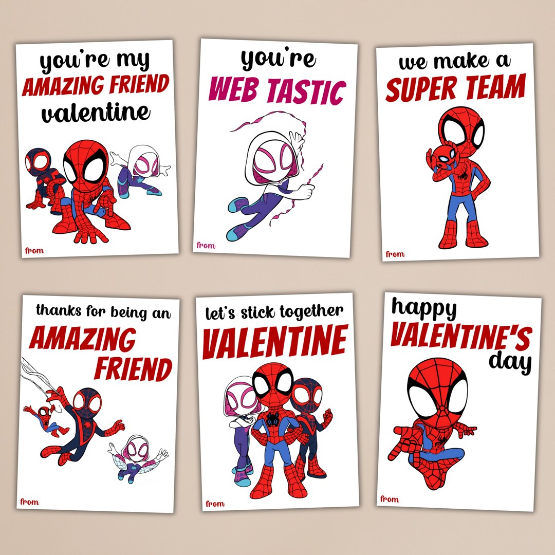 Spidey Valentine's Day Cards, Superhero Classroom Valentines (digital ...