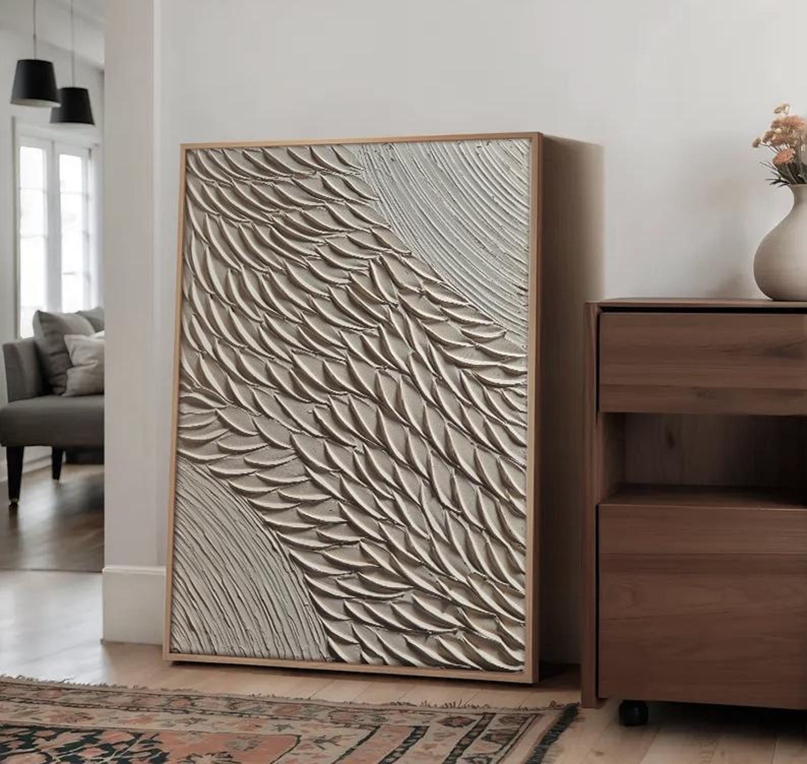 Beige 3D Abstract Painting Beige 3D Textured Painting Beige Abstract ...
