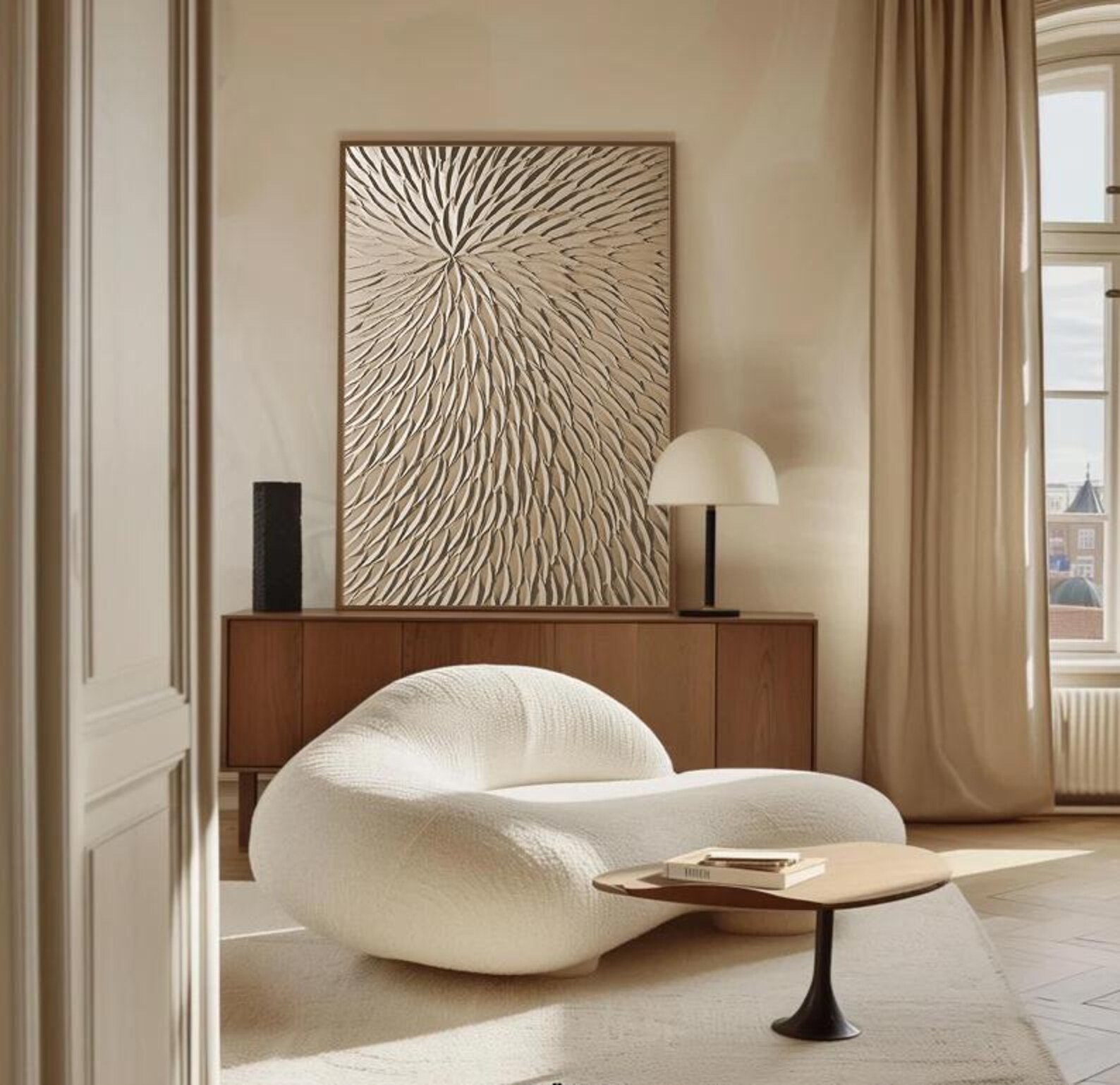 Large Neutral Abstract Canvas Painting, 3D Landscape Wall Art - Etsy