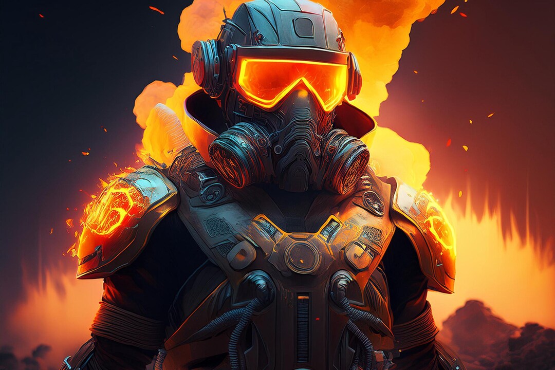 Cyberpunk Fire Armor Suit Wall Decor - Etsy