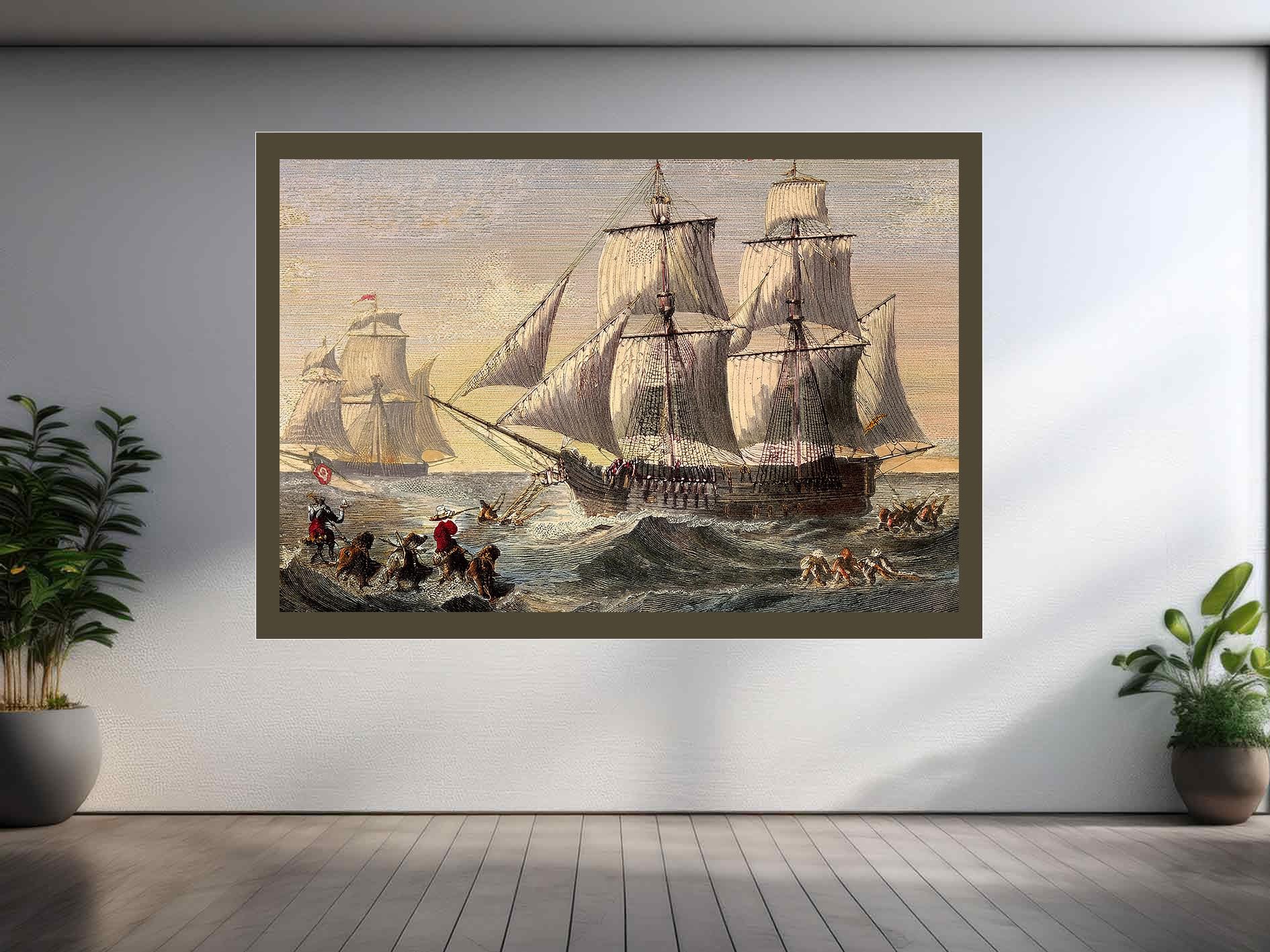 Historic Sailing Ship Digital Art – Vintage Nautical Ocean Print - Etsy