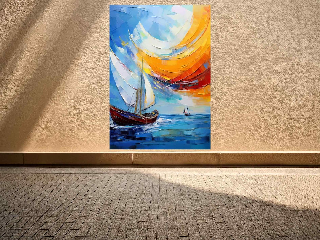 Colorful Abstract Sailboat Digital Art – Ocean Breeze Wall Print - Etsy