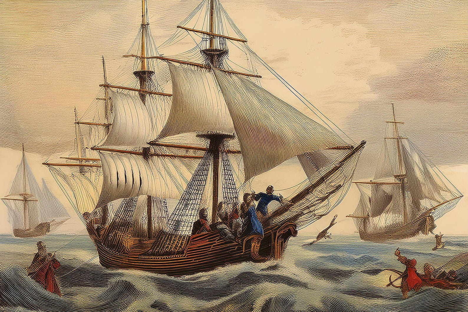 Vintage Sailing Ship Digital Art – Nautical Wall Decor - Etsy