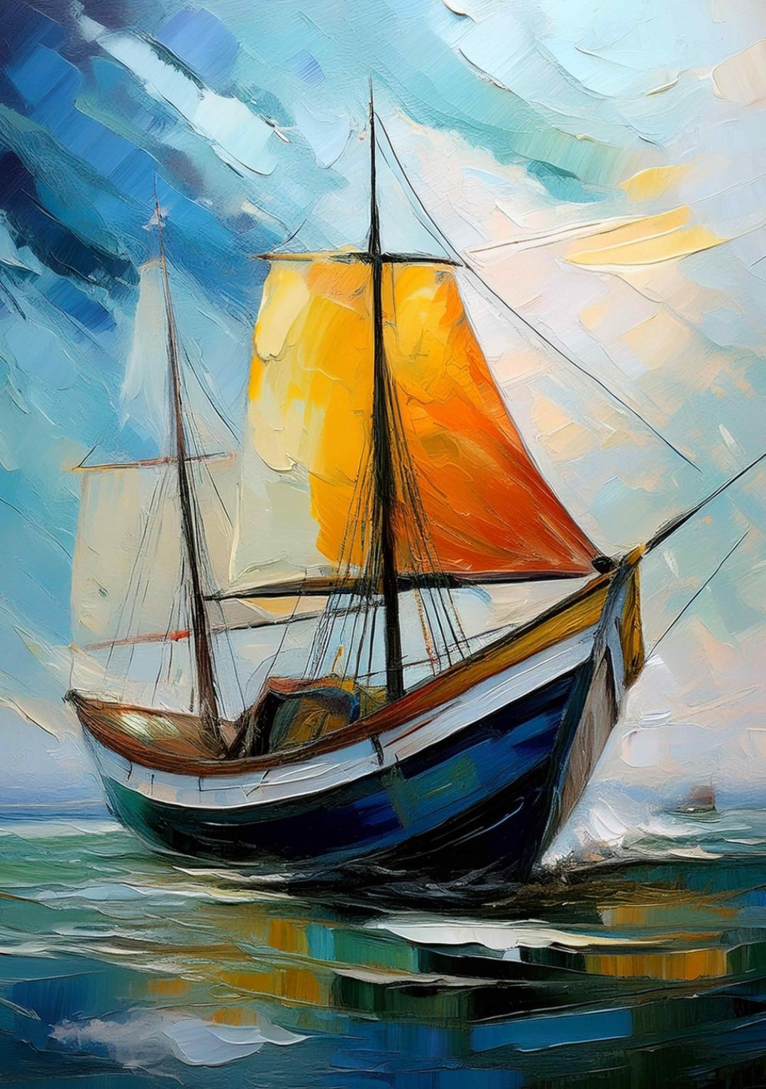 Abstract Boat Ocean Painting - Etsy