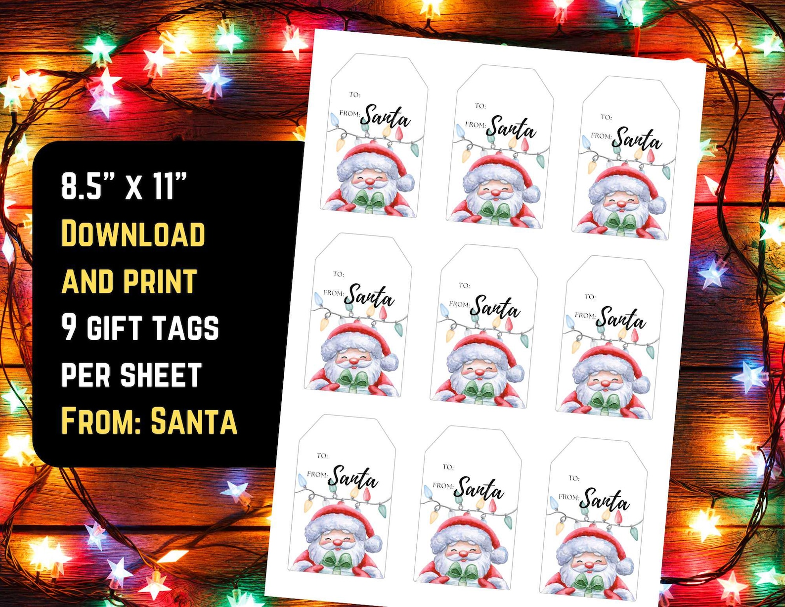 From Santa Gift Tag | Christmas Gift Tag | Holiday Label | Print at ...