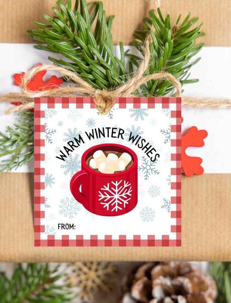 Warm Winter Wishes Gift Tag | Hot Cocoa Gift Tag | Printable | Instant ...