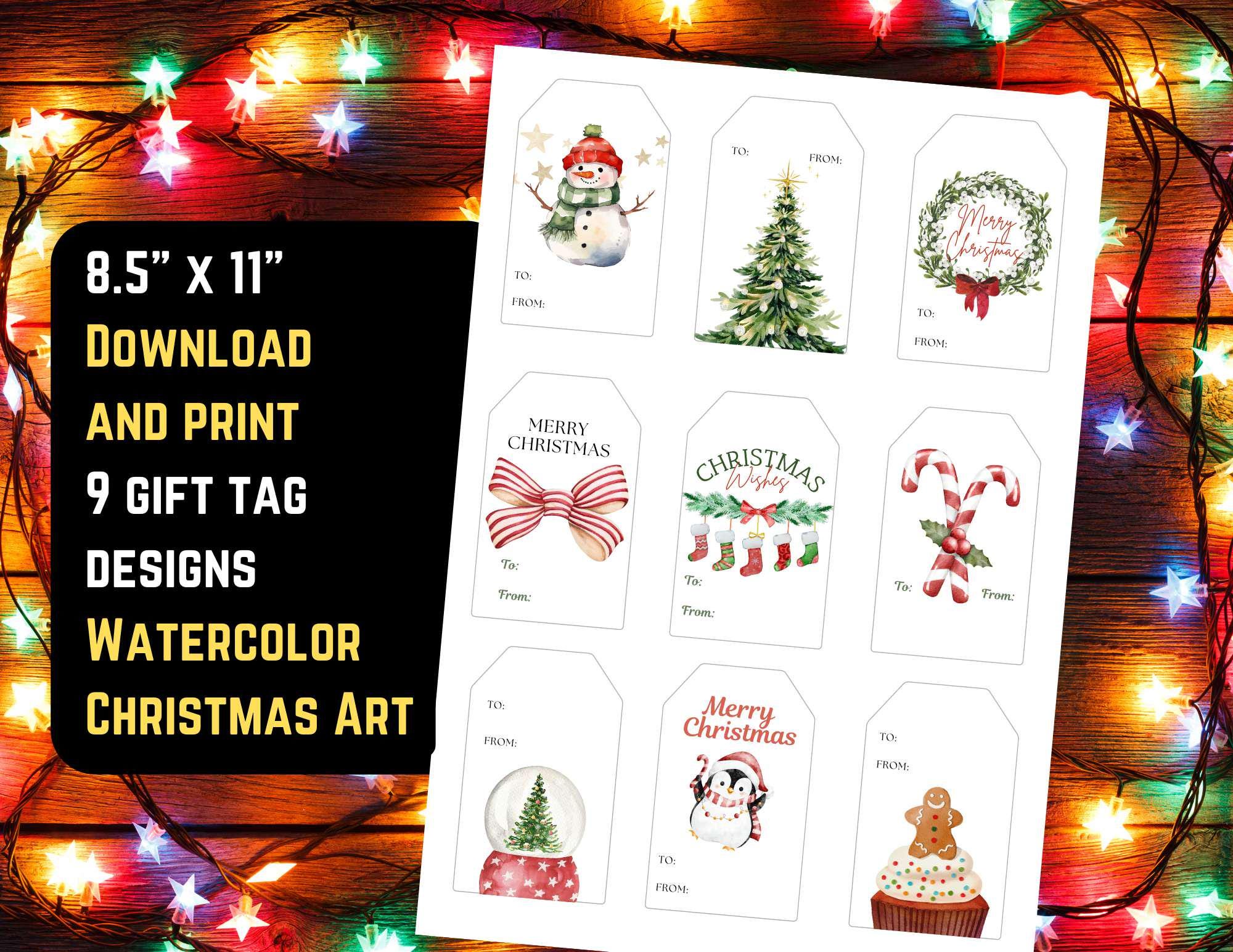 Printable Christmas Gift Tag | Watercolor Christmas Art | Printable ...