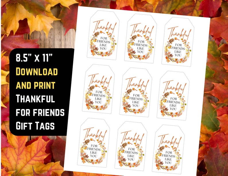 Thankful for Friends Like You Gift Tag | Friendsgiving Gift Tag ...
