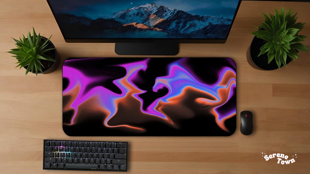 Holographic Desk Mat | Vintage Retro Gaming Computer Setups Mouse Pad ...