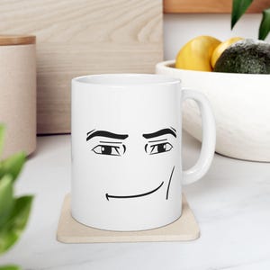 Roblox Face Mug | 11 Oz Double Sided Design, Ceramic Mug, Video Game ...