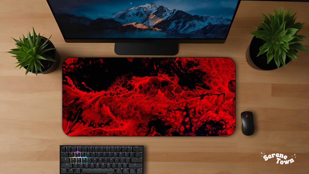 Blood Red Veins Desk Mat | Abstract XL Minimalist High Quality Gaming ...