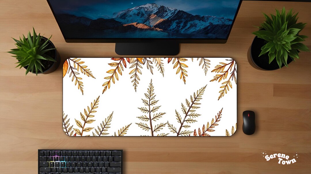 Fern Desk Mat | Cottagecore Cozy Sketch Autumn Colors Earthy Pencil ...