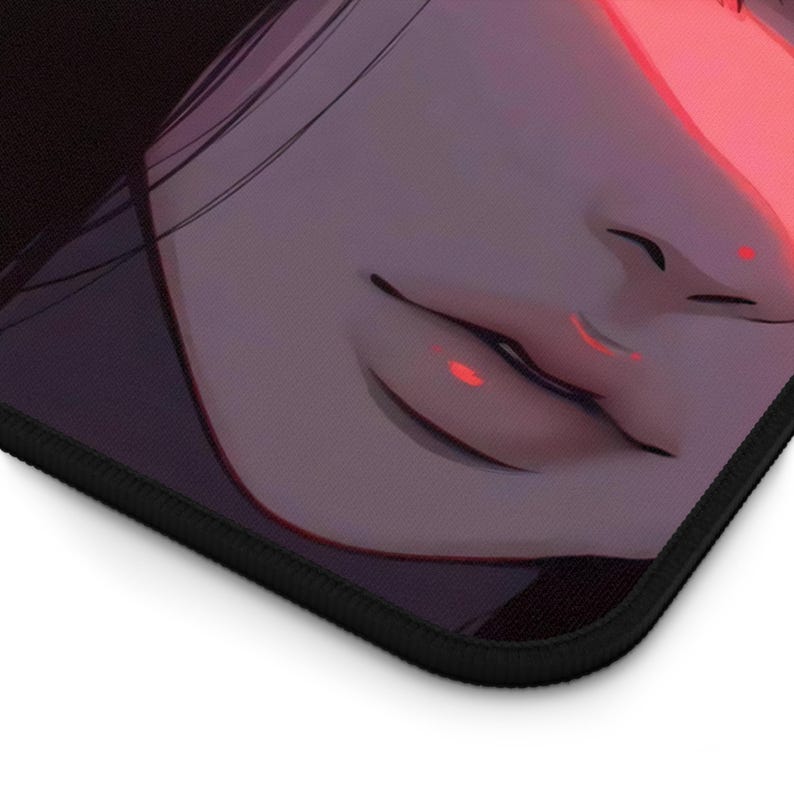 Dark Anime Waifu Desk Mat | 3 Sizes, Large Gaming Mouse Pad, Black Red ...