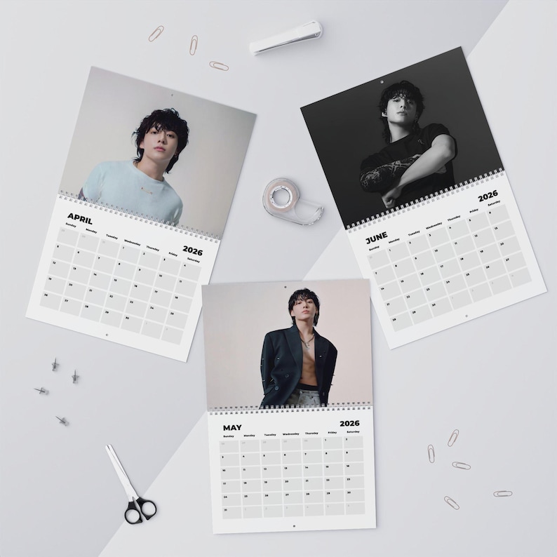 Jungkook BTS 2026 Wall Grid Calendar | BTS Calendar, Kpop Gifts ...