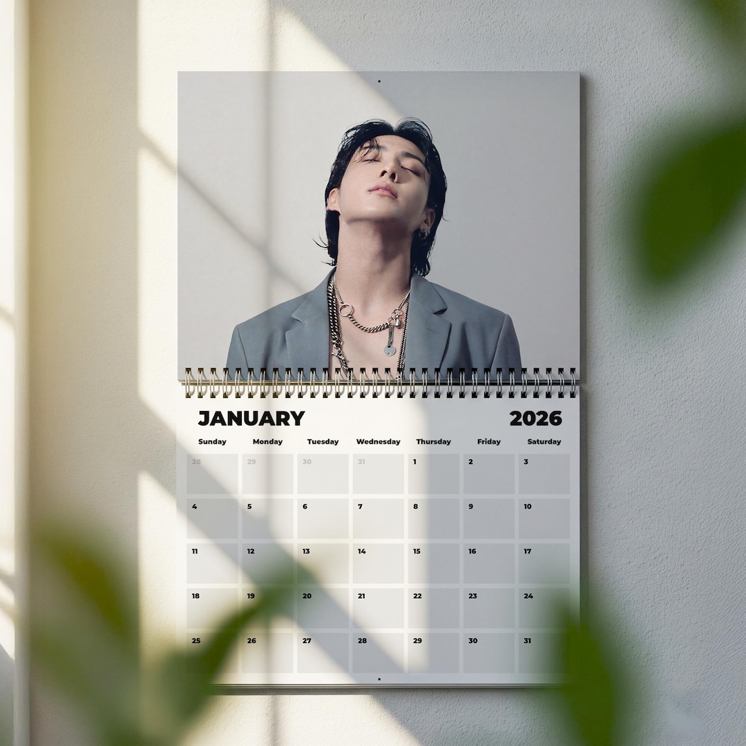 Jungkook BTS 2026 Wall Grid Calendar | BTS Calendar, Kpop Gifts ...