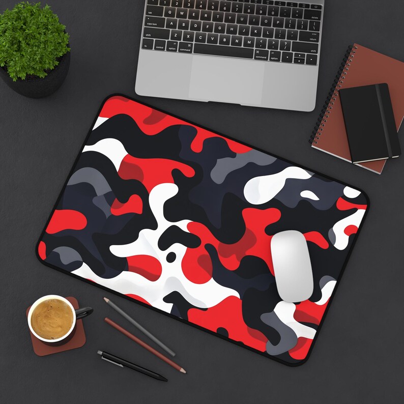 Red Camo Desk Mat | 3 Sizes Mouse Pad Camouflage Decor Accessories ...