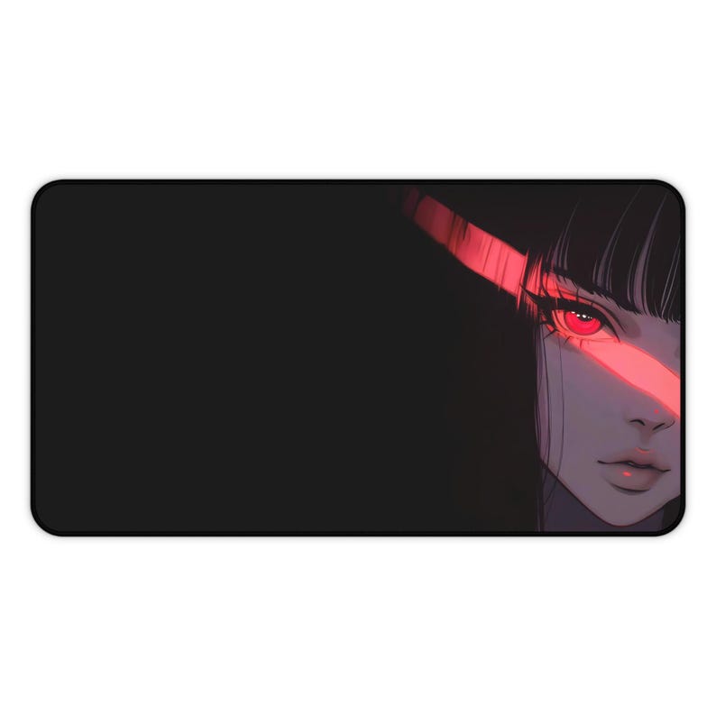 Dark Anime Waifu Desk Mat | 3 Sizes, Large Gaming Mouse Pad, Black Red ...