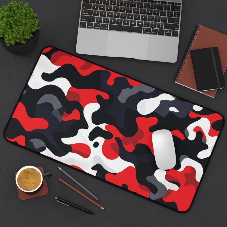 Red Camo Desk Mat | 3 Sizes Mouse Pad Camouflage Decor Accessories ...