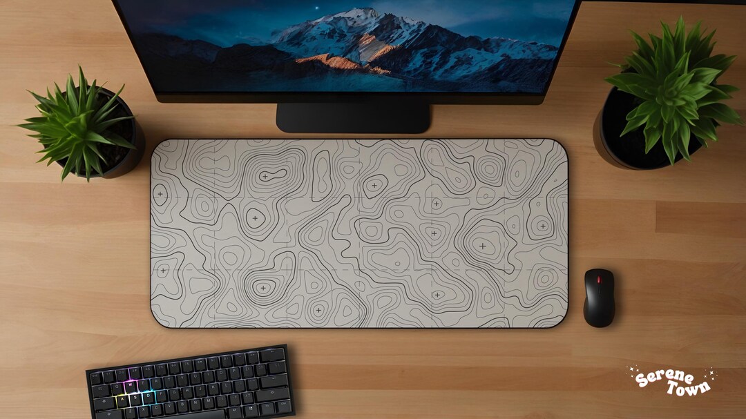 Trail Topographic Desk Mat | 3 Sizes Geographic Large Mouse Pad, Desk ...