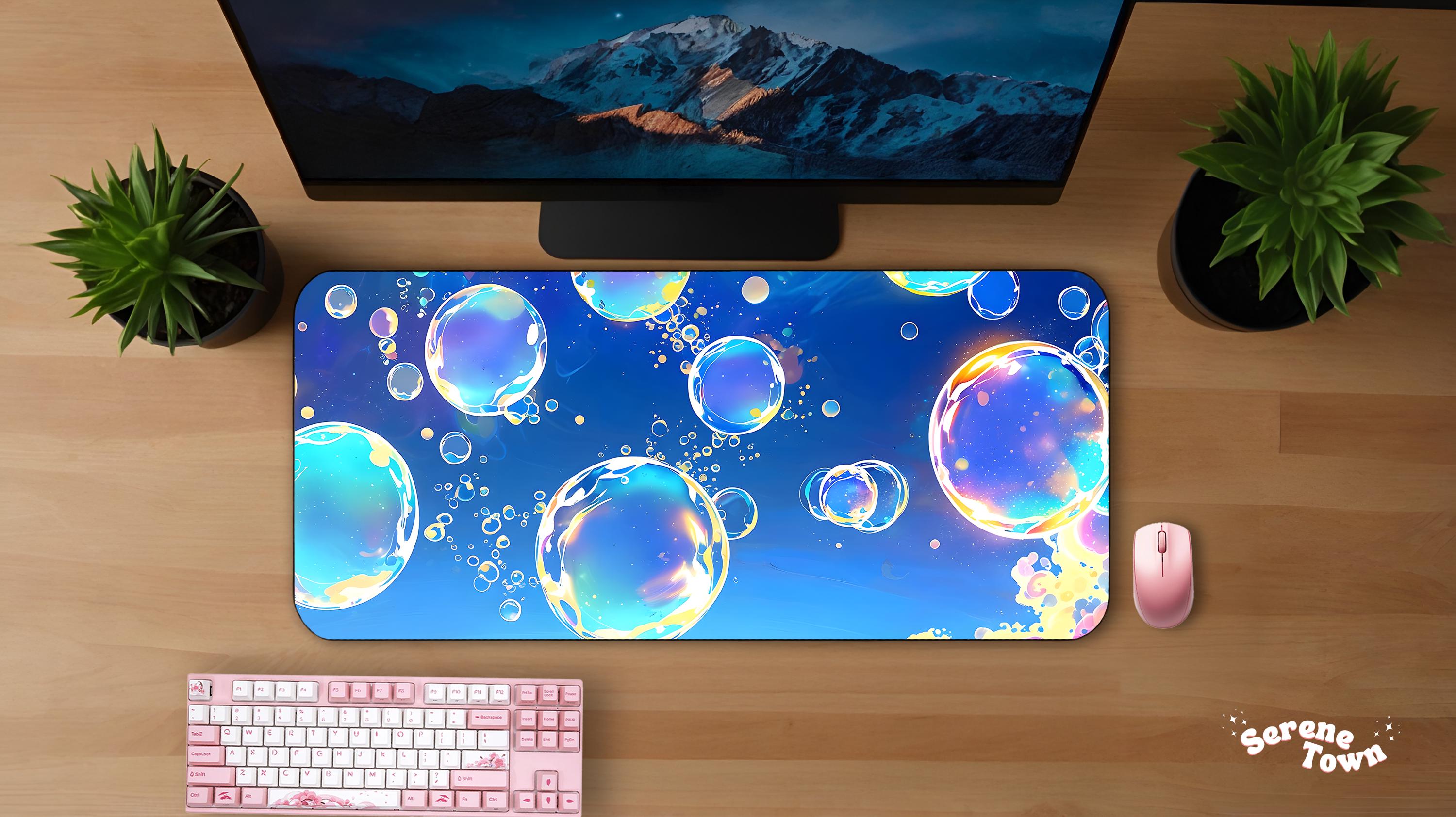 Bubbles Desk Mat | Anime Sky Computer Setups Mouse Pad, Gaming, Office ...