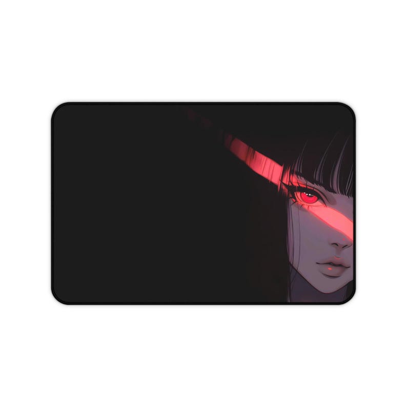 Dark Anime Waifu Desk Mat | 3 Sizes, Large Gaming Mouse Pad, Black Red ...