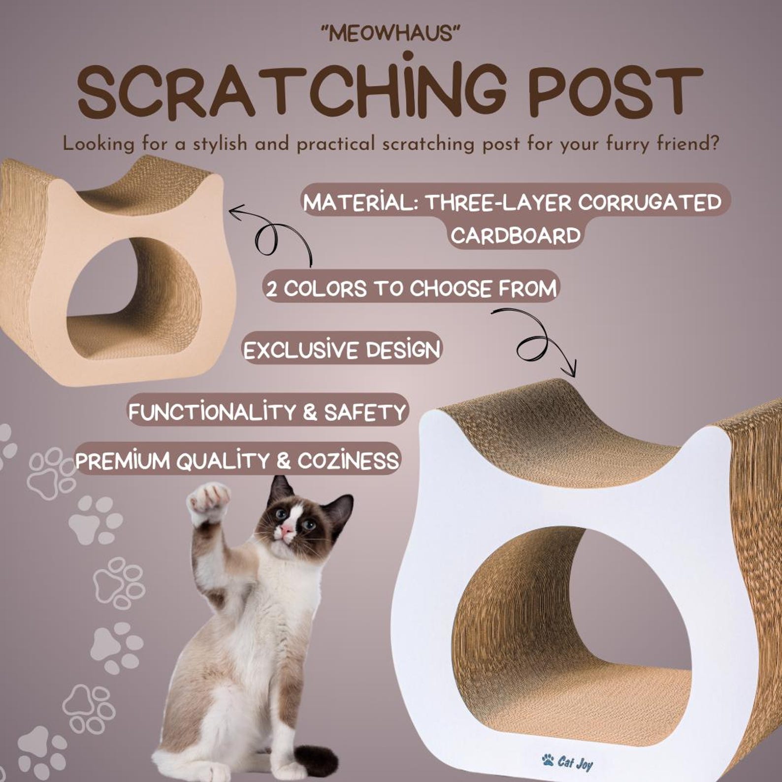 Feline Playground Cat Scratcher House “meowhaus” - Wooden Luxury Pet ...