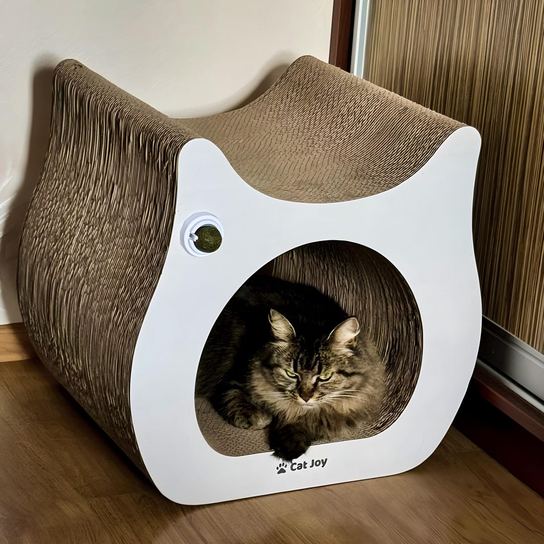 Feline Playground Cat Scratcher House “meowhaus” - Wooden Luxury Pet ...