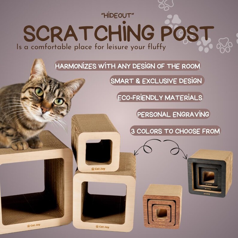 Modern Design Luxury Cat Scratcher House hideout Wooden & Cozy ...