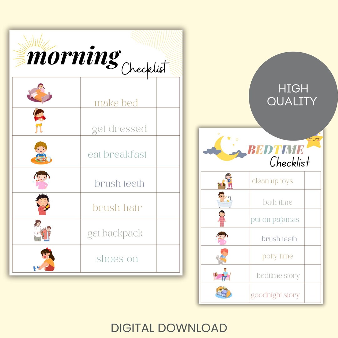 Editable Morning and Night Routine Checklist Bundle | Daily Routine ...
