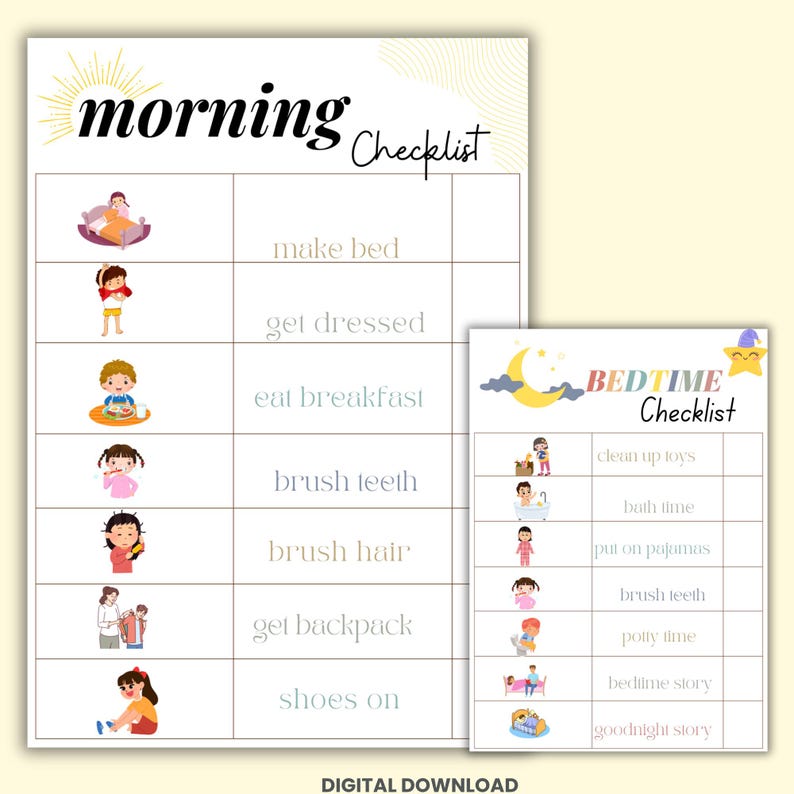 Editable Morning and Night Routine Checklist Bundle | Daily Routine ...