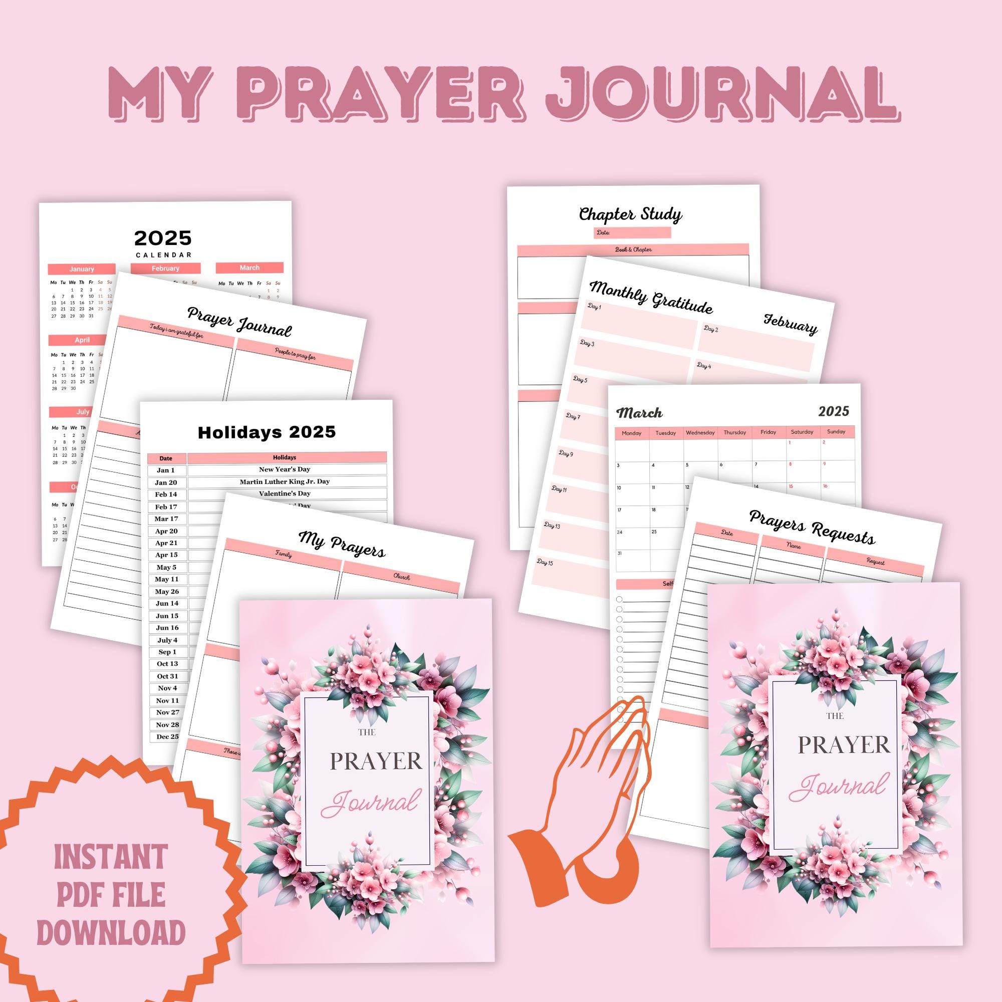 Prayer Journal Printable | Bible Study Guide | Gratitude Journal ...
