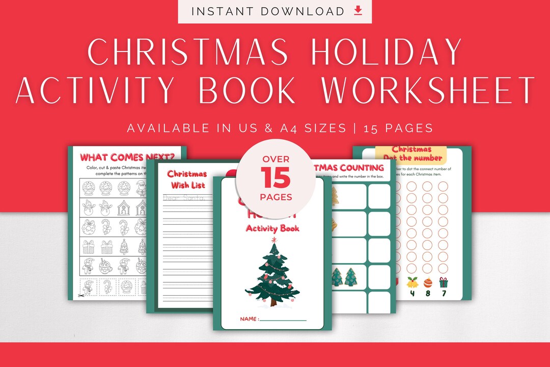 Christmas Activity Pages for Kids, Christmas Worksheet Bundle ...