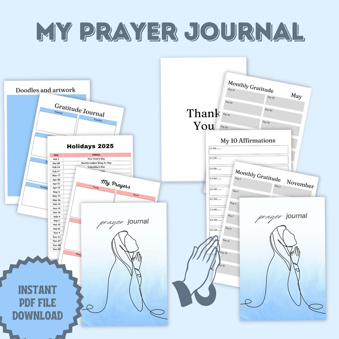 Prayer Journal Bundle | Printable & Editable Devotional Journal | Bible ...