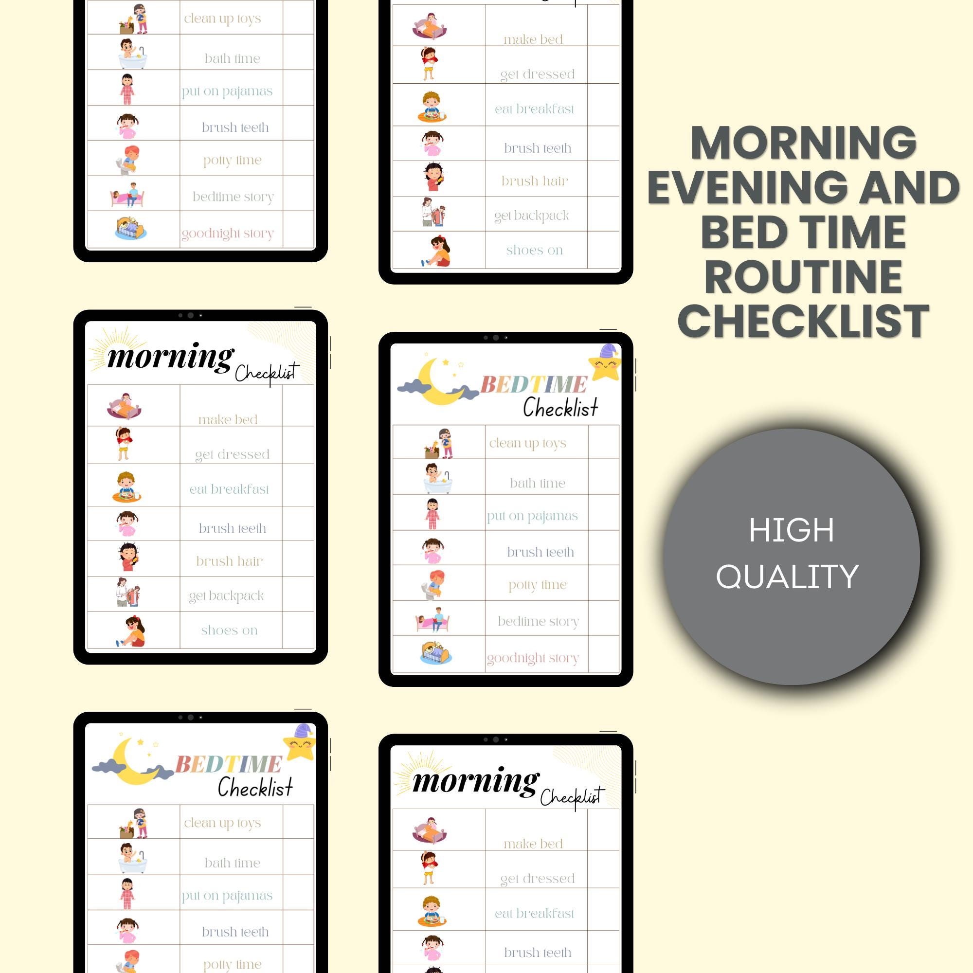 Editable Morning and Night Routine Checklist Bundle | Daily Routine ...