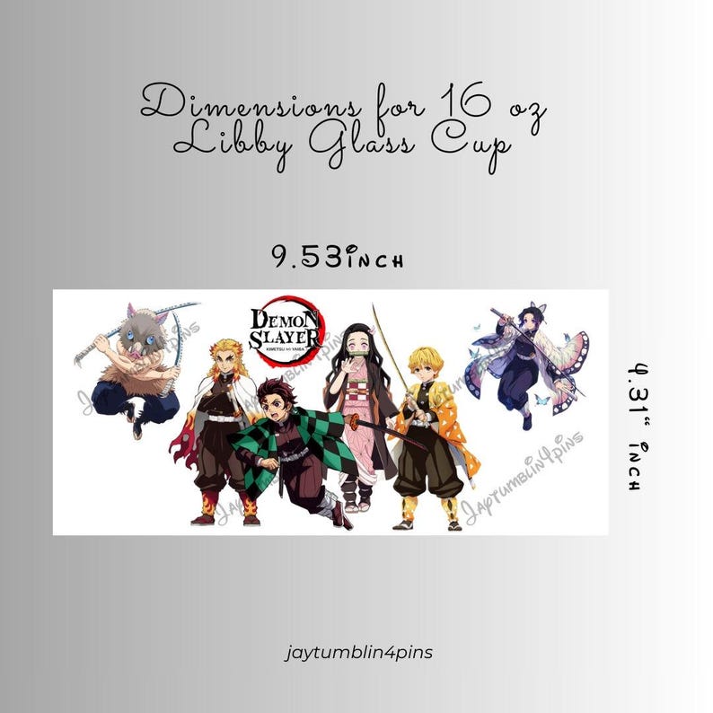 Demon Slayer Anime Cup Wrap for 16oz Glass Libby Tumbler PNG Instant ...